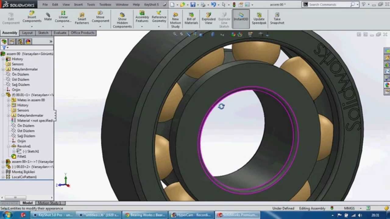 How to draw a bearing with SolidWorks - Solidwork Rulman Çizmek - Murat ...