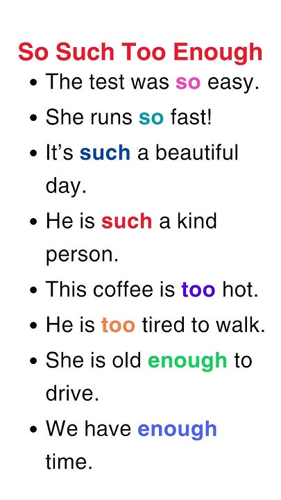 🚀 SO, SUCH, TOO, ENOUGH in English! 🔥 Easy Examples & Quick Grammar ...