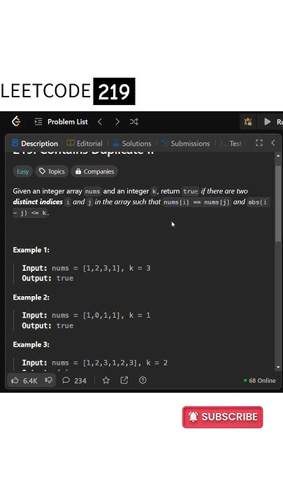 LEETCODE PROBLEM 219 (Contain duplicate 2) DSA #coding #dynamicprogramming #cpp #leetcode #code ...