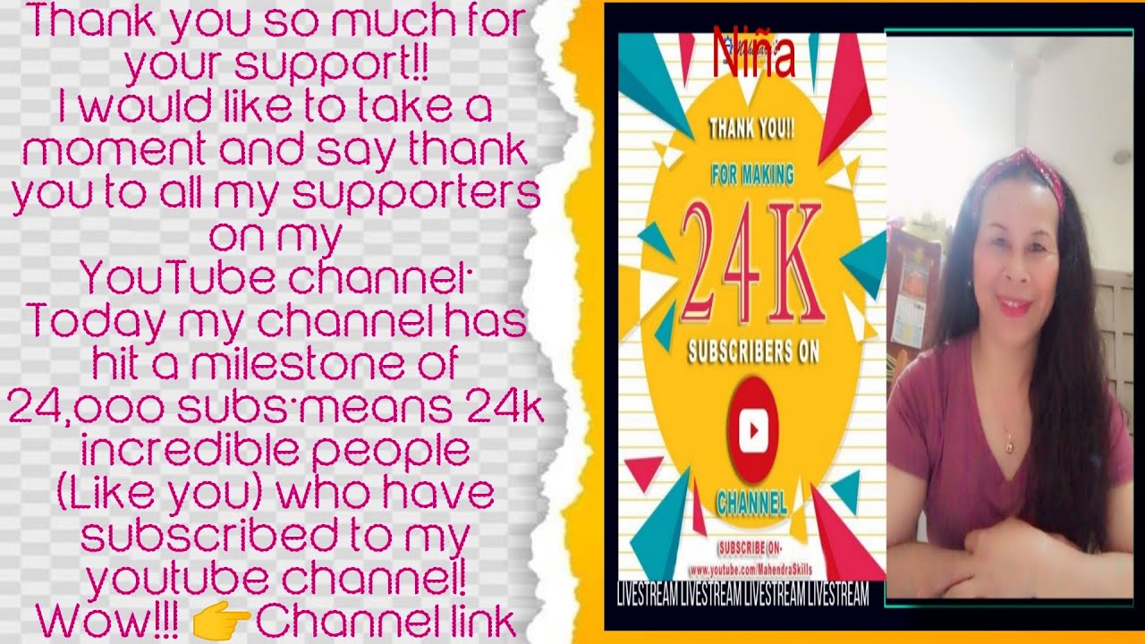 Today my channel has hit a milestone of 24,000 subscribers means 24k ...