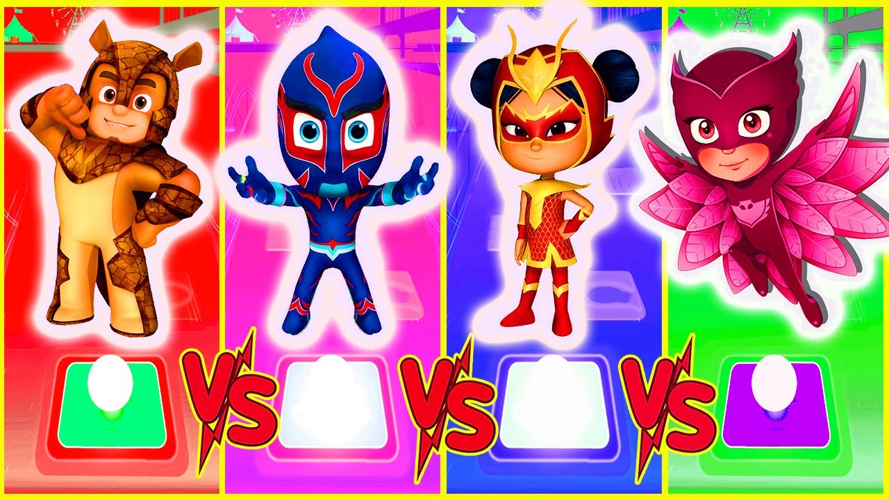 Pj Masks Armadylan vs Night Ninja vs An Yu vs Owlett 🎶 Tiles Hop EDM ...