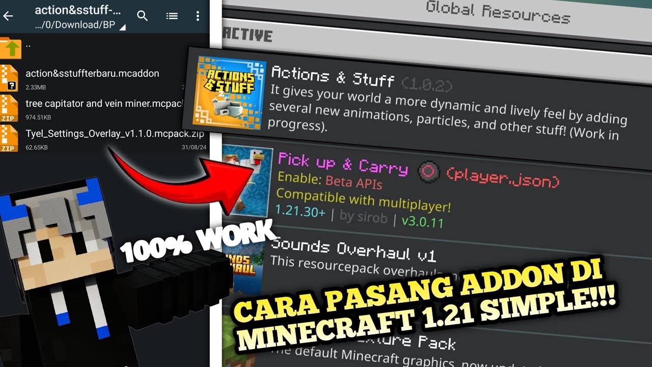 [SIMPLE!!] CARA PASANG ADDON DI MINECRAFT 1.21 || 100% WORK MUDAH - YouTube