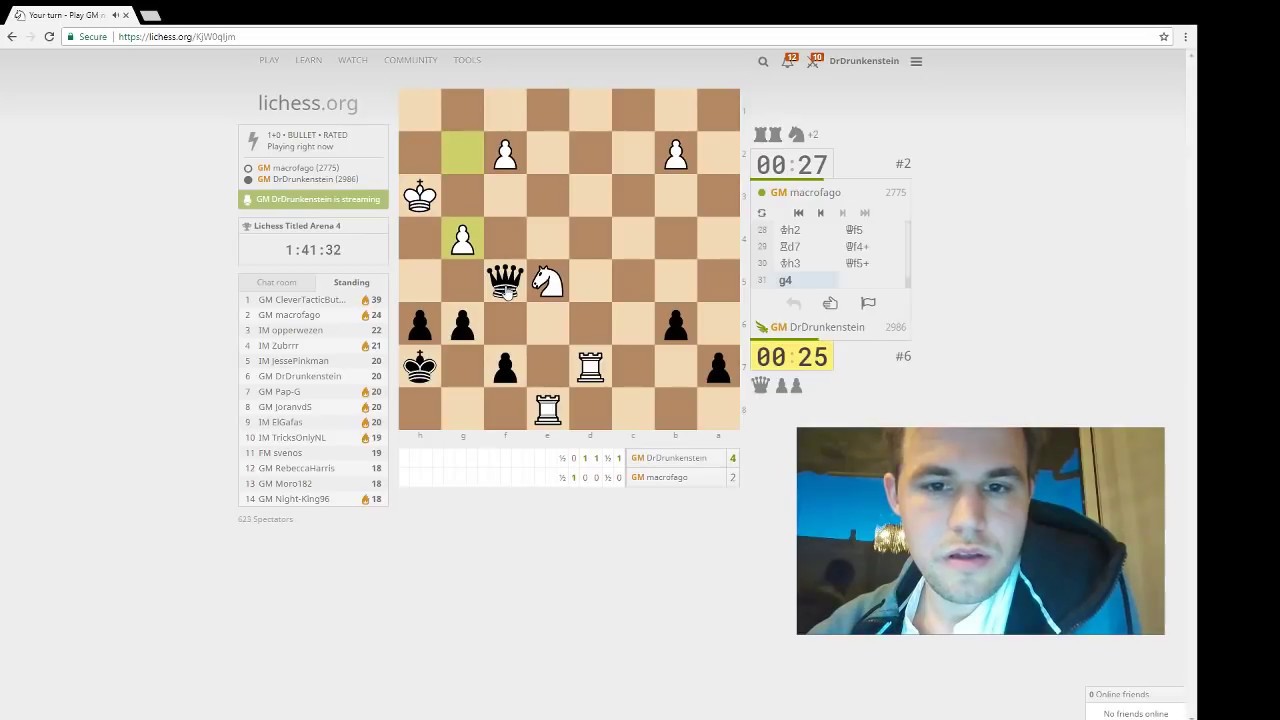 GM Magnus Carlsen (DrDrunkenstein) Lichess Titled Arena #4 ON TWITCH ...