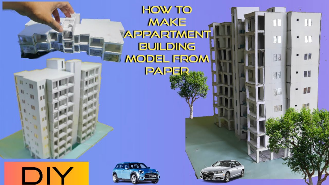 DIY//how to make apartment building model from paper//(1:100 scale ...
