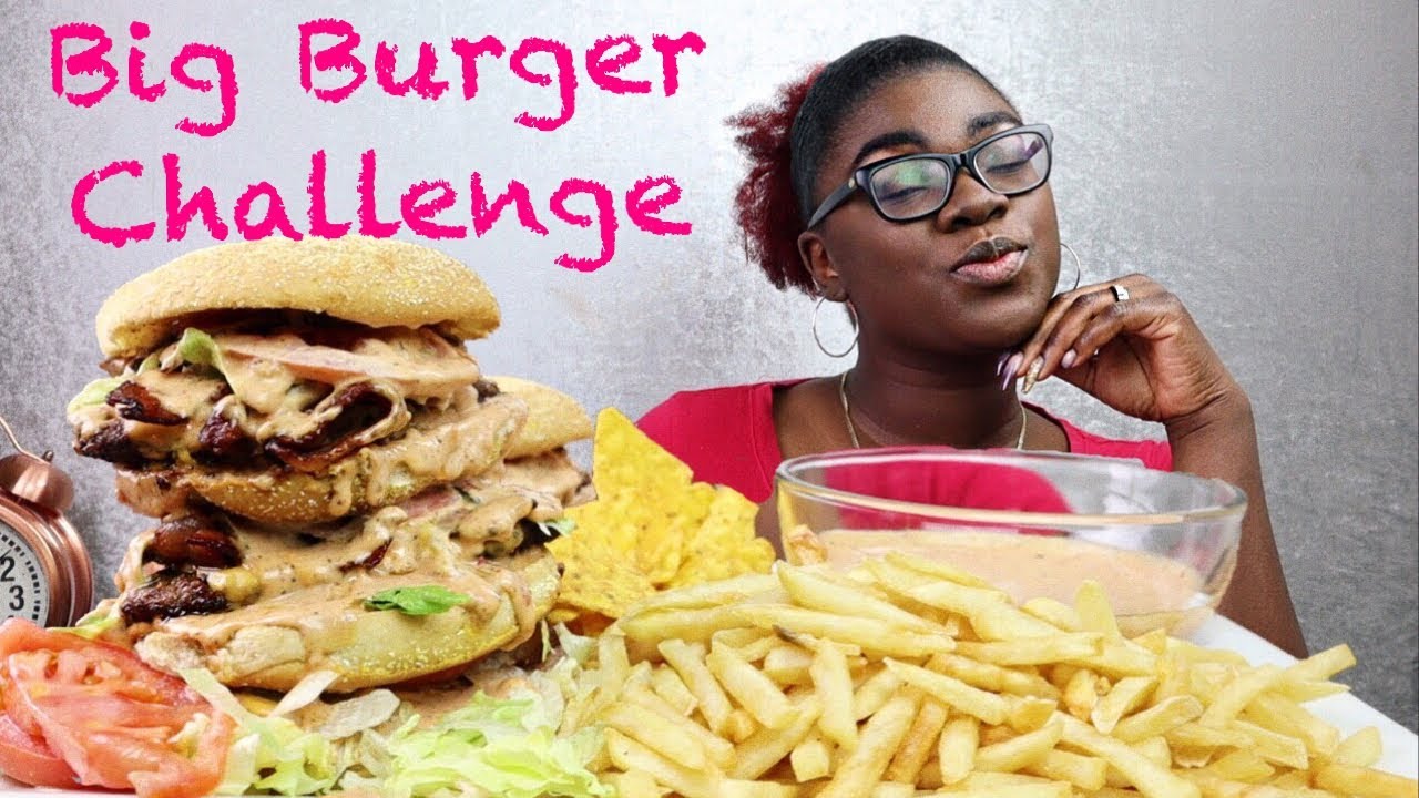The Big Burger Challenge | Big Burger Mukbang with Quttie Que Sauce ...