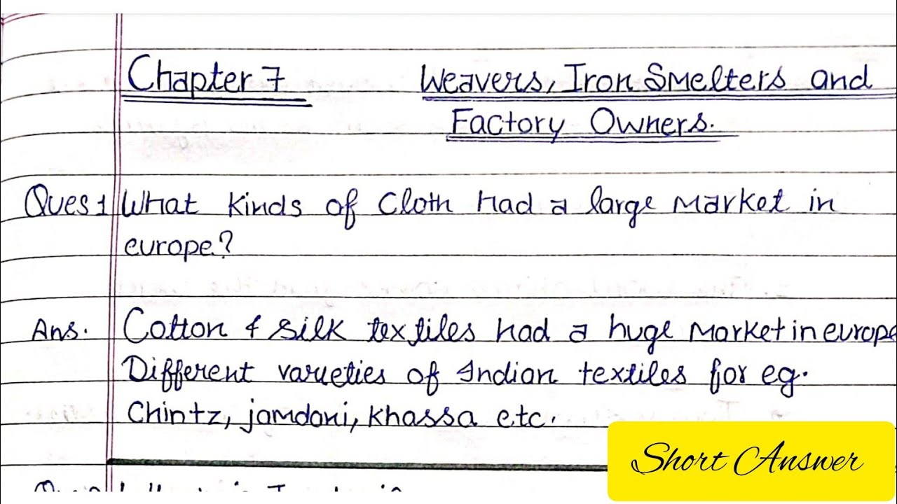 NCERT-CLASS 8 HISTORY Chapter 6 Weavers Iron Smelters and Factory ...