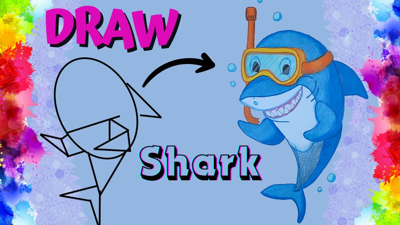 How to draw Cute Shark? || Easy Cute Shark drawing || Easy tutorial ...