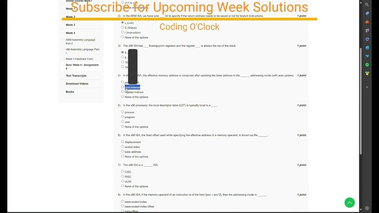 NPTEL Computer Architecture Week 4 Assignment Solution August 2024 IIT Delhi - YouTube