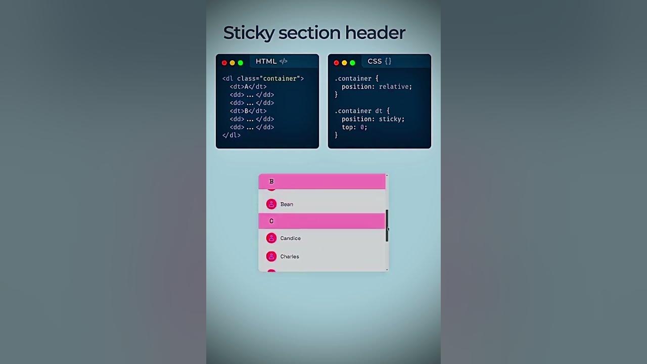 Sticky Section In Web Page Cssdesign Css Css3 Css3course Shortsfeed Shorts Short 