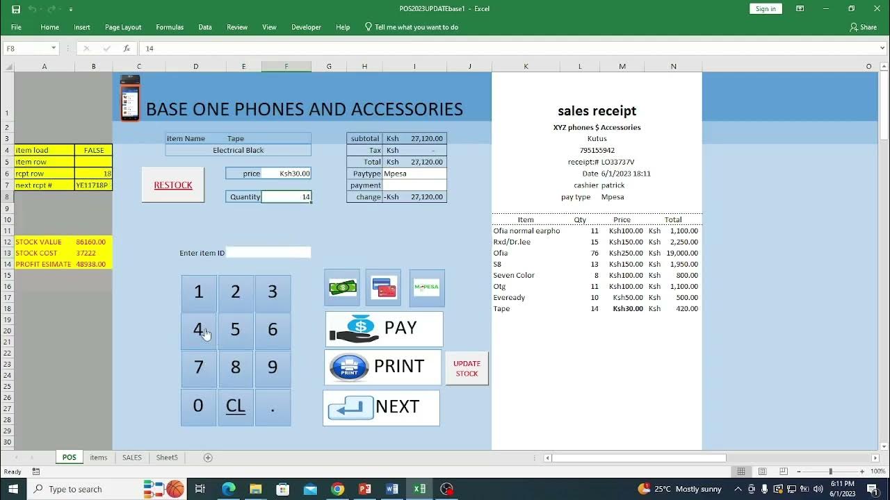 excel point of sale (POS) - YouTube