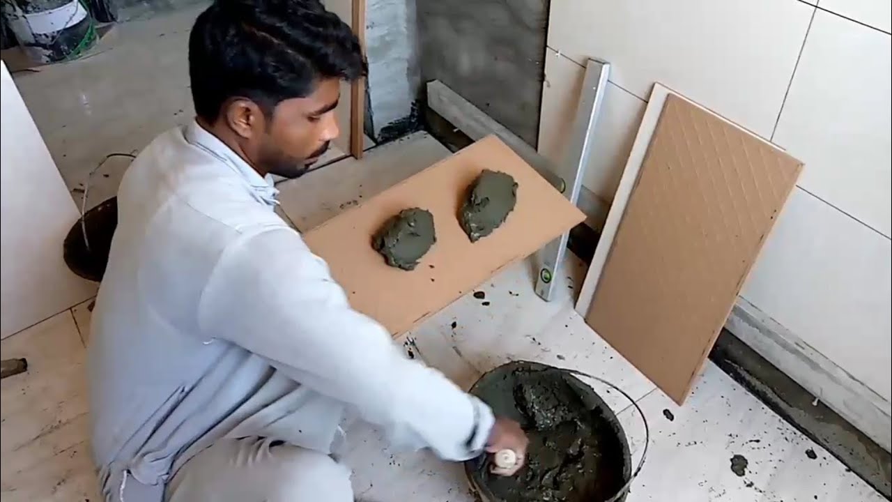 Mini construction/How to fix wall tile of 30/60?| How to put tile on ...