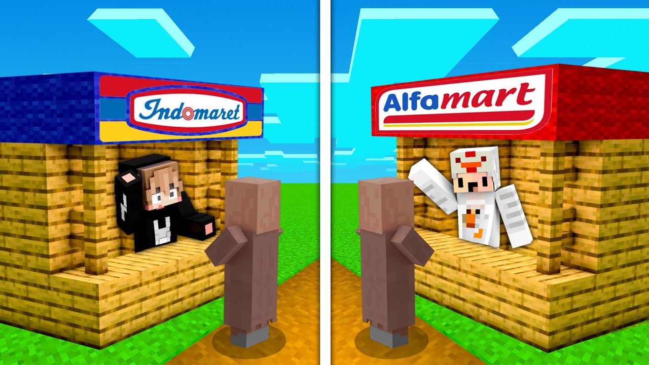 KITA BUAT INDOMARET DAN ALFAMART UNTUK WARGA VILLAGER DI MINECRAFT ...