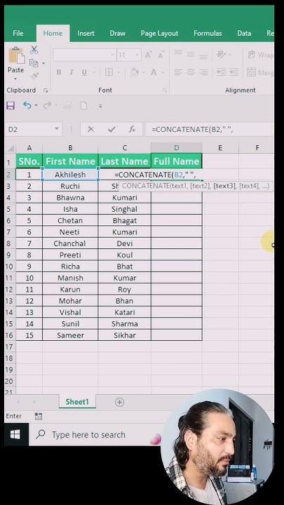Combine First Name & Last Name - YouTube