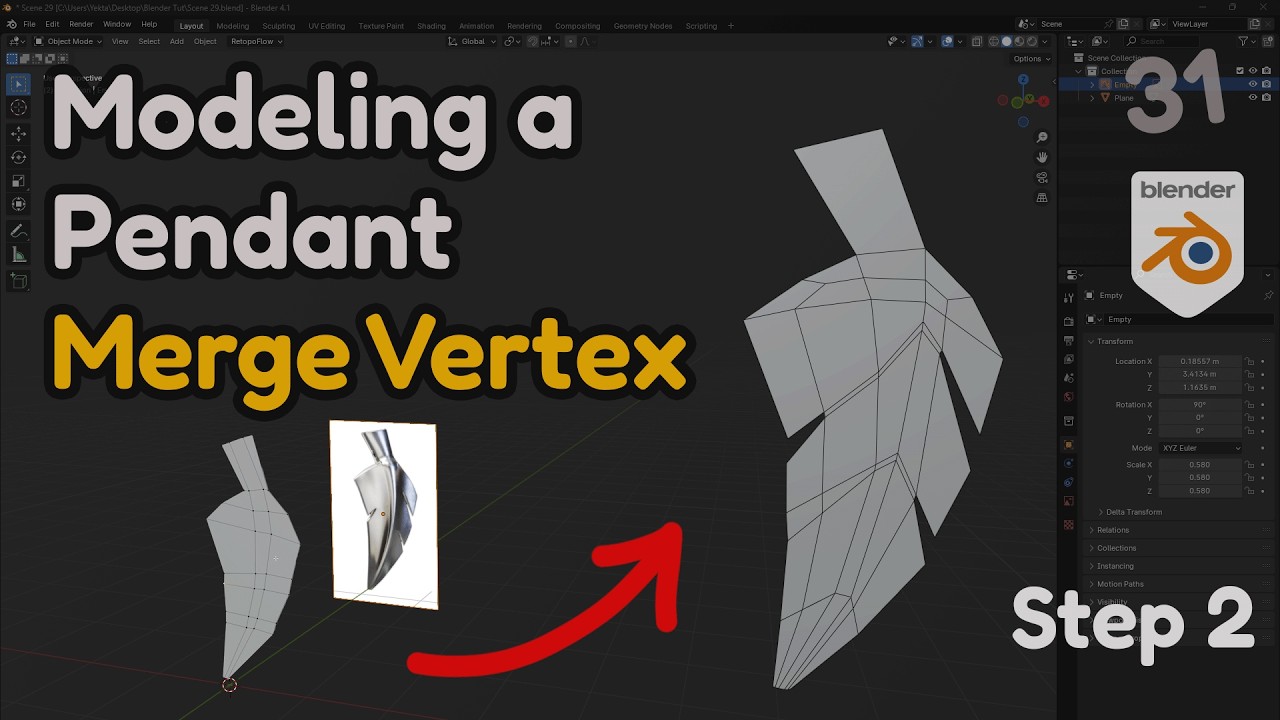 31 - How to Model a Pendant and Merge vertex in Blender - YouTube