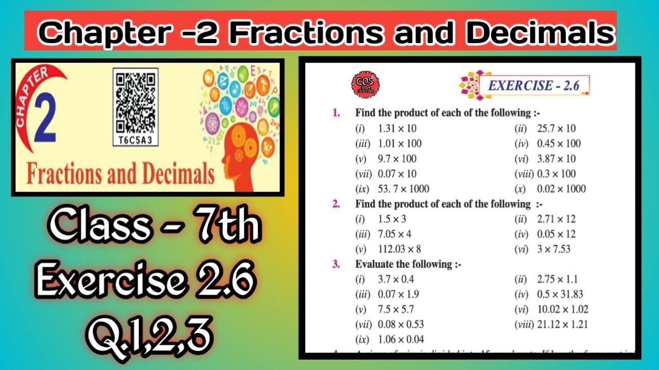 Class 7th | Math | Chapter 2 | Fraction and Decimals | Exercise 2.6 | Q ...