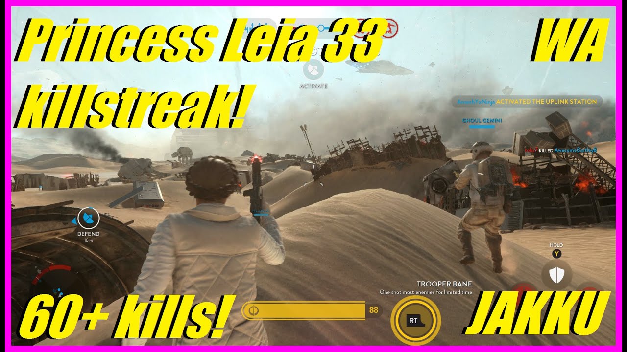 Star Wars Battlefront - 33 killstreak with Princess Leia! | Walker ...