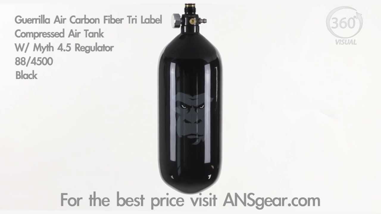 Guerrilla Air Tri Label Compressed Air Tank - 88/4500 - Black - Visual ...