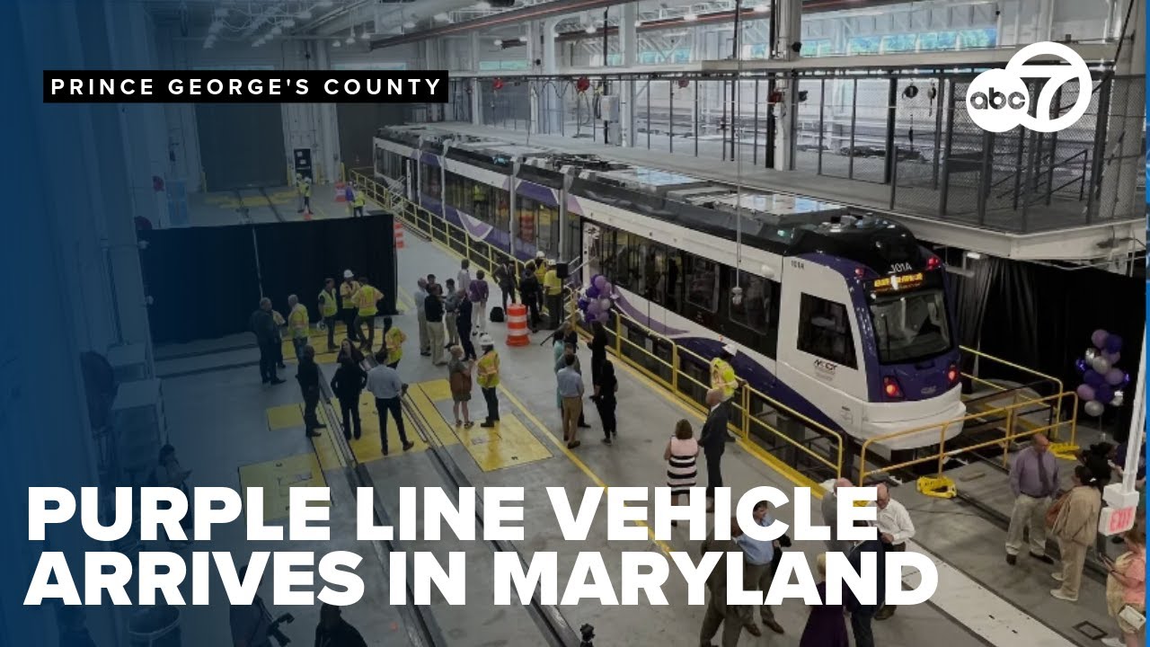First Purple Line light rail vehicle arrives in Prince George's County ...