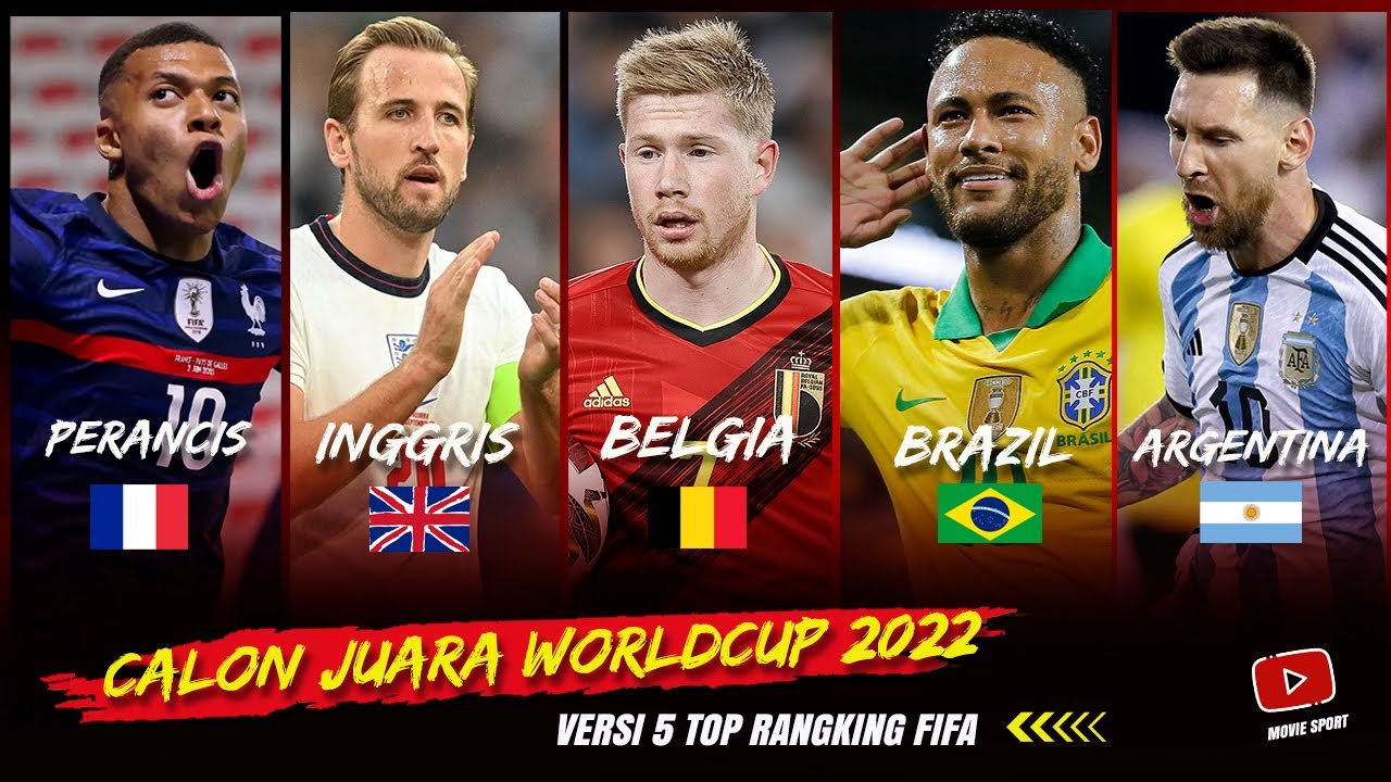 Kandidat Juara Piala Dunia 2022 - Versi Rangking FIFA - YouTube