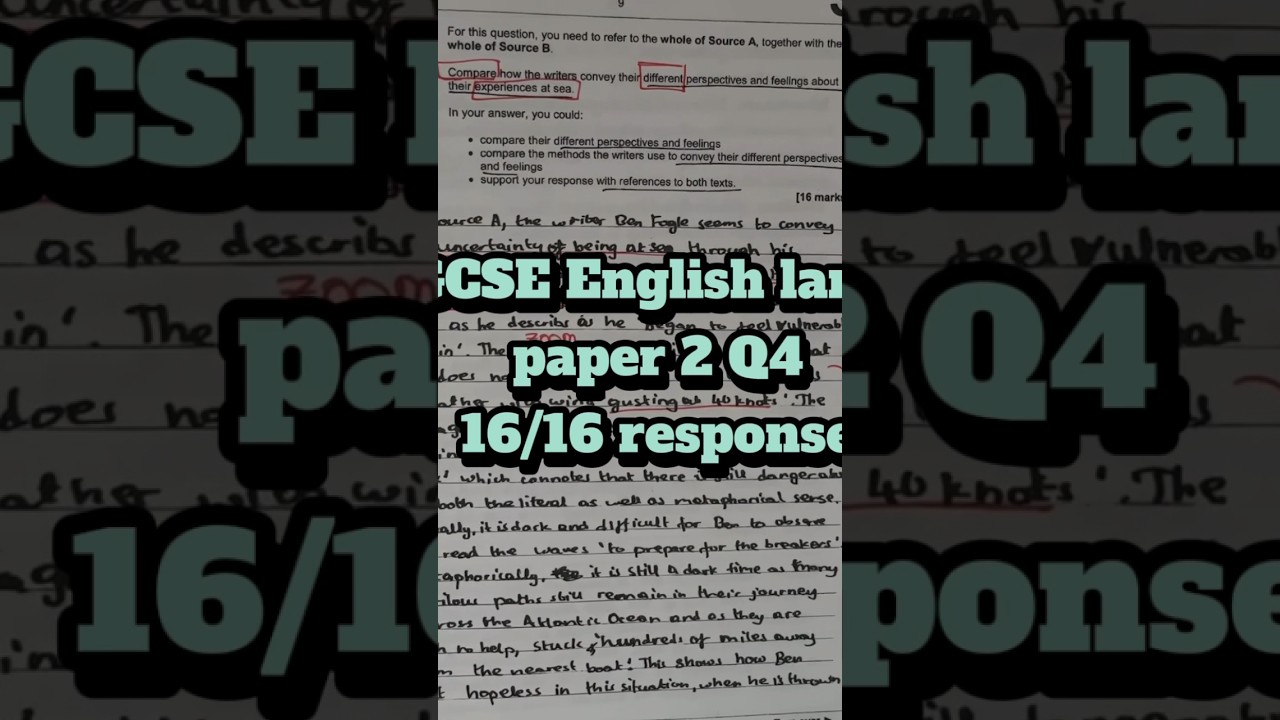 GCSE English language: paper 2: question 4 full mark response - YouTube