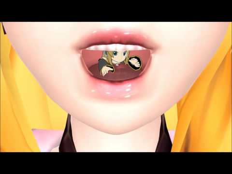 [MMD] Ahri Swallows Rin (Vore practice)