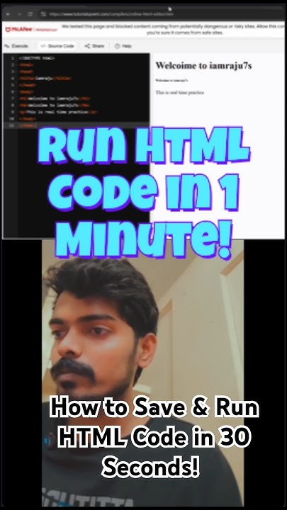 How to Save & Run HTML Code in 30 Seconds! | iamraju7s #iamraju7s - YouTube