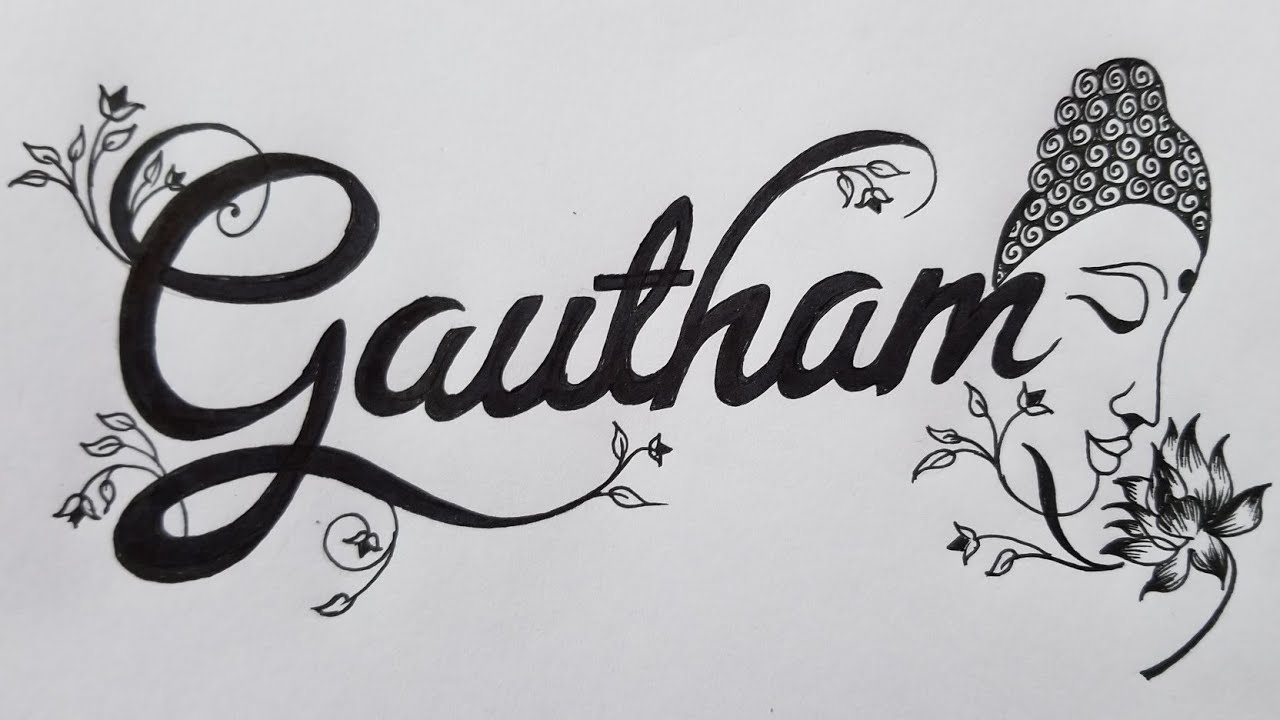 DIY customized NAME art/ GAUTHAM / simple namefonts/ freehand drawings ...