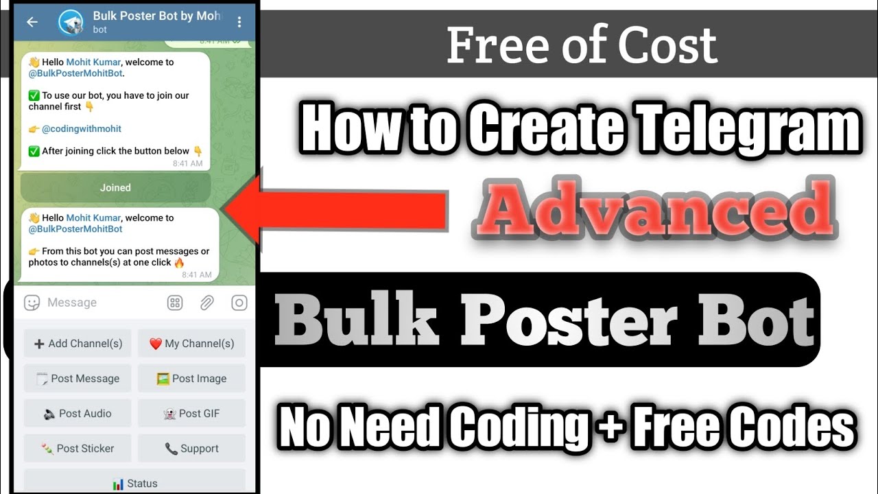 How to create "Bulk Poster Bot" for free | No need coding | Telegram ...