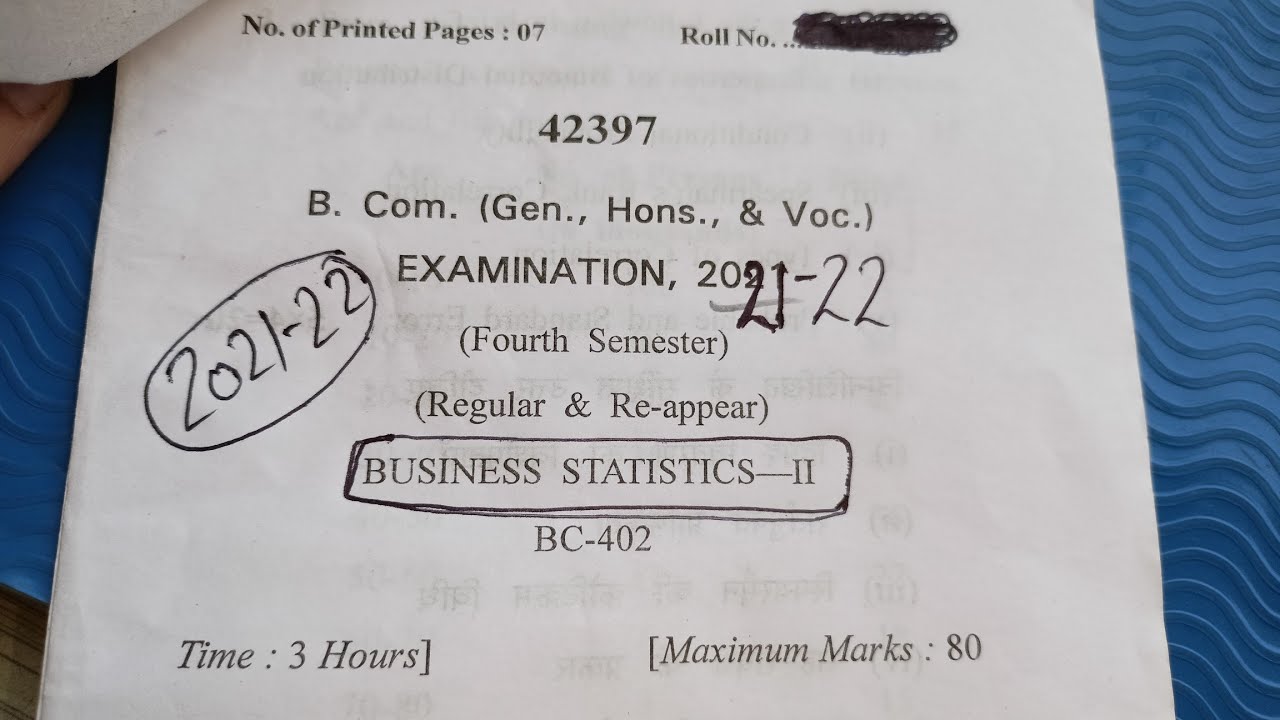 Business Statistics Question Paper 2021 4th sem Business Statistics ...