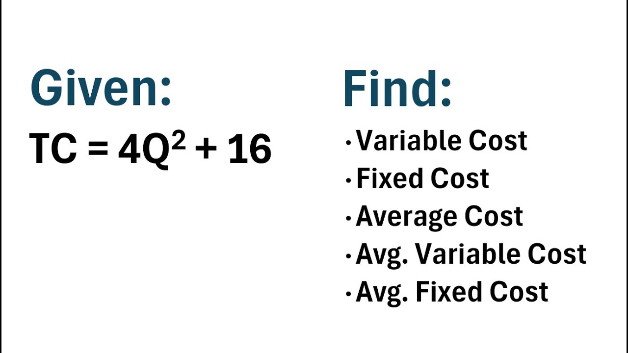 How to Find Variable Cost, Fixed Cost, and Average Cost from Total Cost ...