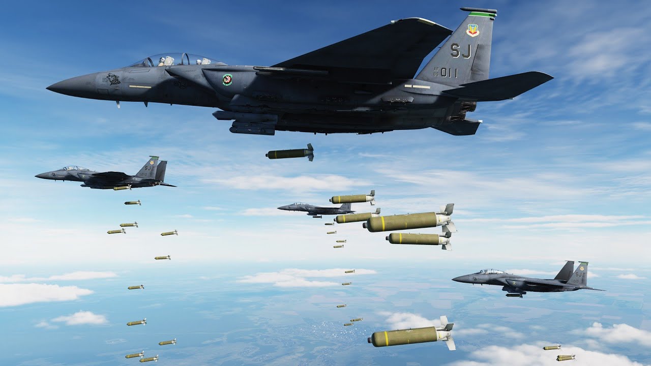 The Powerful of CBU-97 and CBU-105 - Bombing Destroys All Tanks and Planes - F-15E - DCS World ...