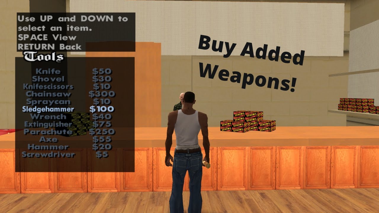 GTA SA - Tool Shop ( Where You Can Buy Added Weapons ) - YouTube