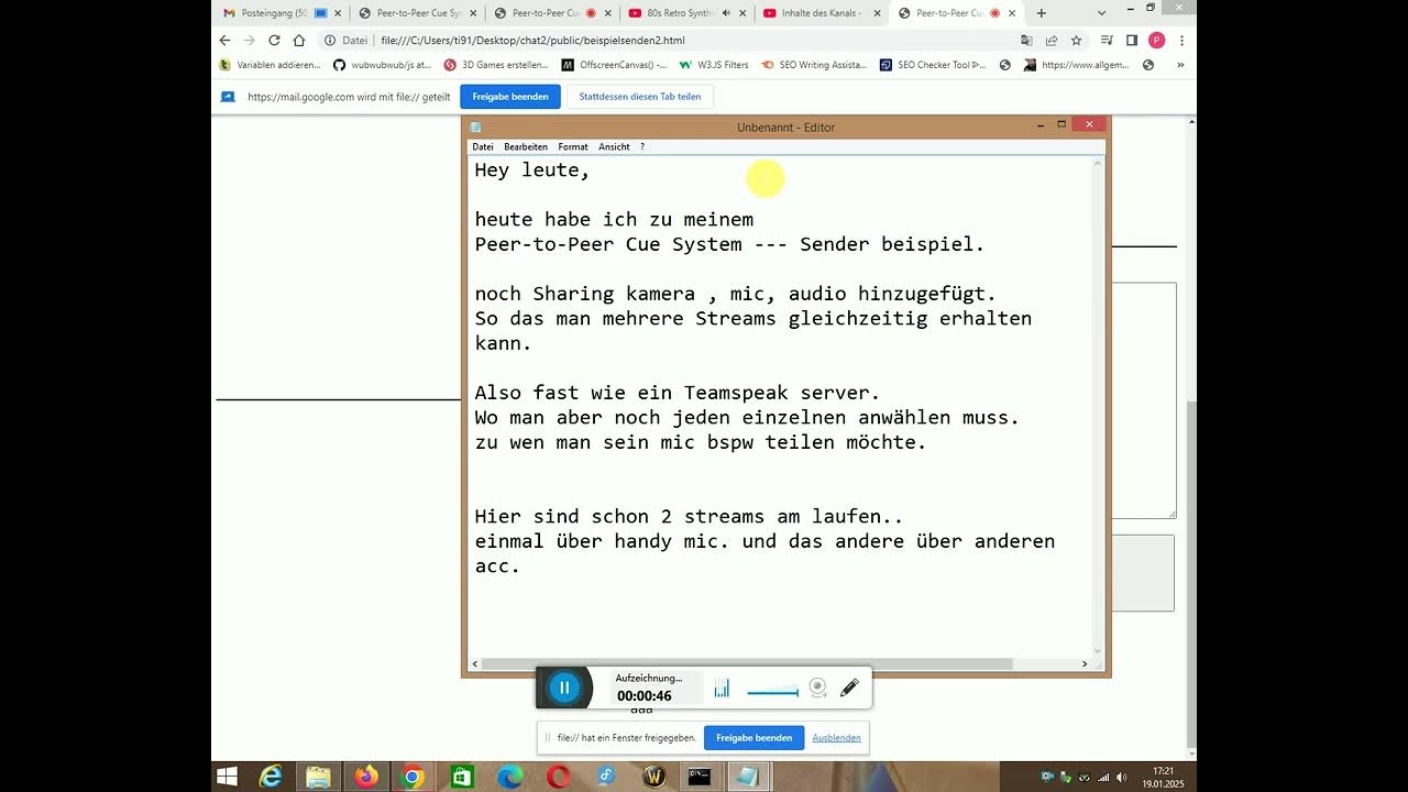 PEERJS Beispiel Peer-to-Peer Cue System (3) - YouTube