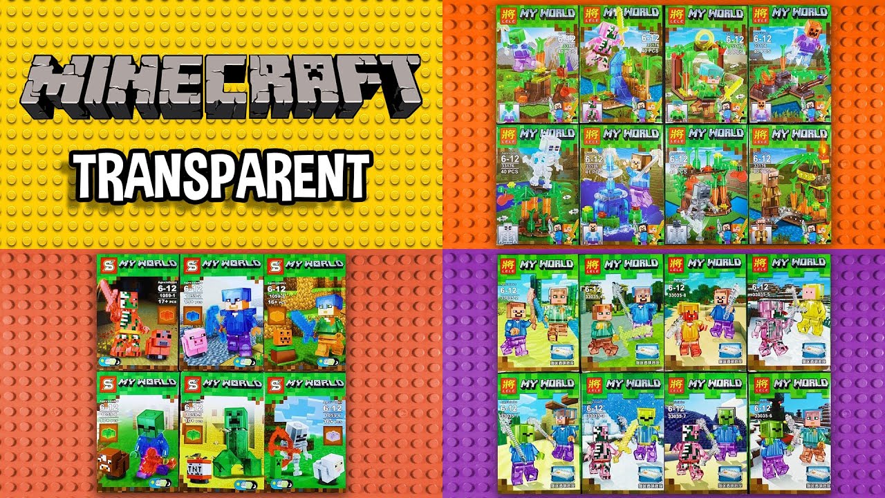 LEGO Transparent Minecraft Sets Minifigures (knock-off) - YouTube