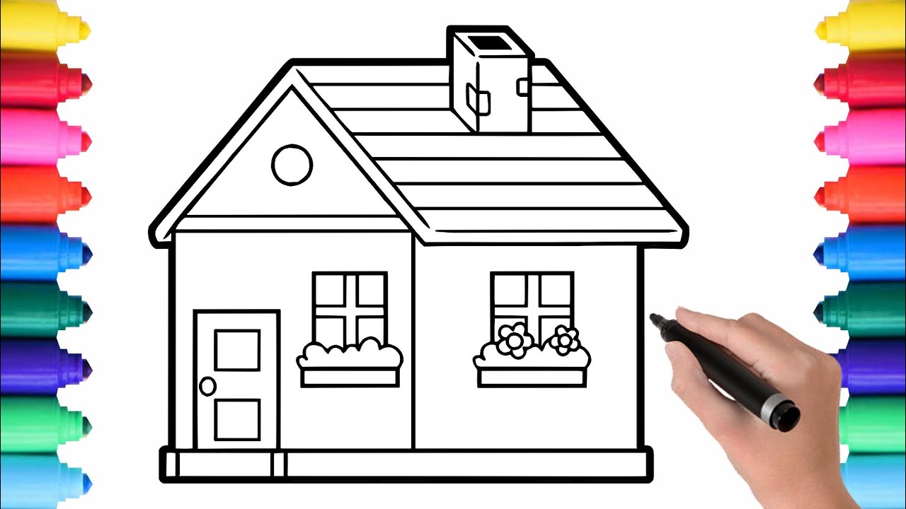 How to Draw a Cute 🏡House for Kids & Toddler | Easy Step by Step ...
