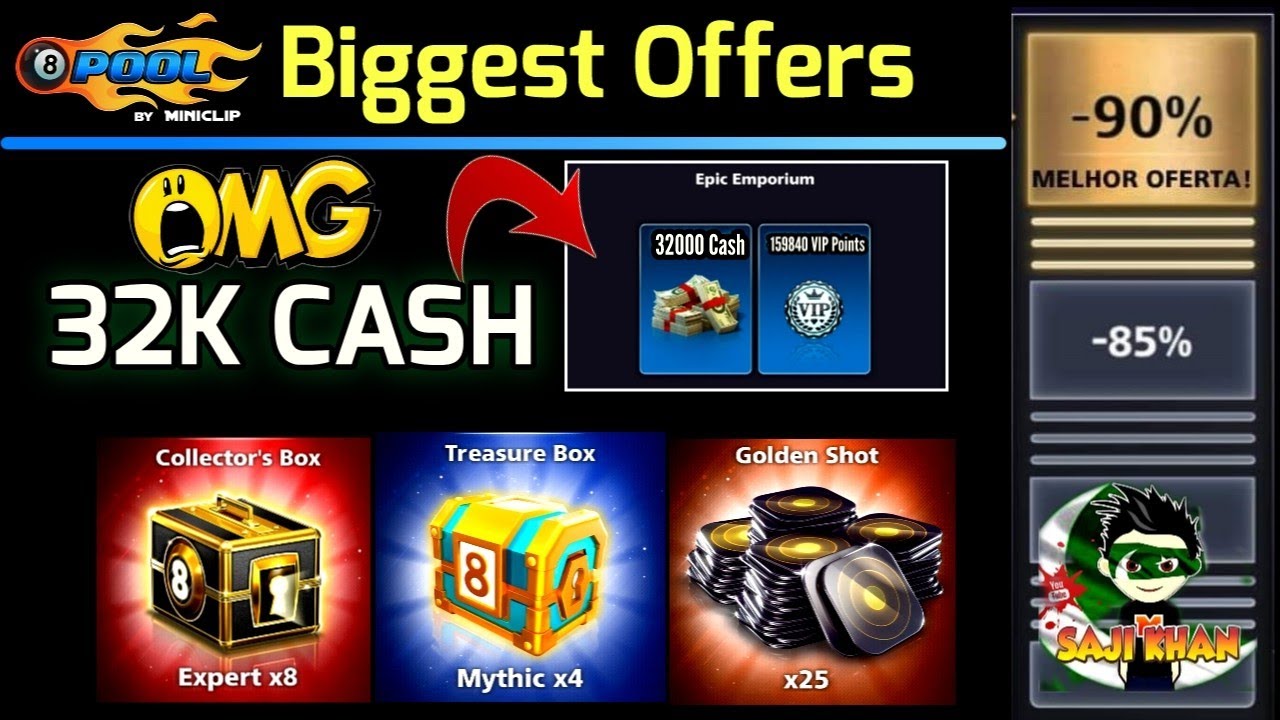 8 Ball Pool Biggest Offers Ever - 32K Cash Offer 😱 Expert Box x8 😳 Golden Shots x25 😋 Mythic Box ...