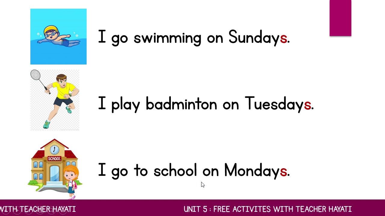 YEAR 2-FREE TIME ACTIVITIES - YouTube