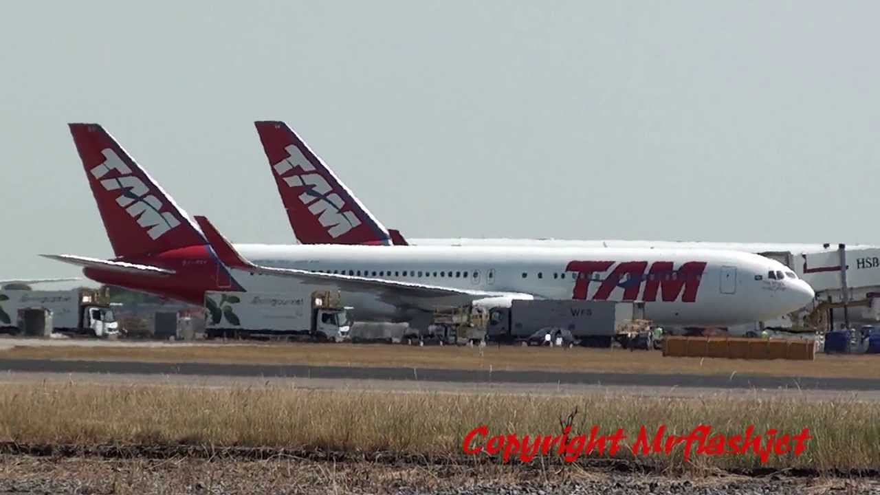 TAM Linhas Aereas Brasil 767-300 and 777-300 HEATHROW FLIGHT ARRVALS ...