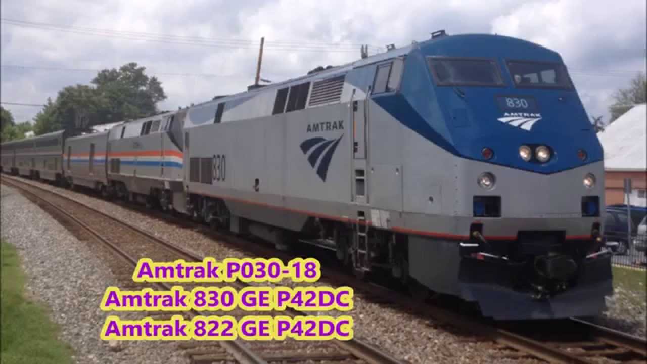 AMTK P030 w/ AMTK 822 & New Baggage Car - YouTube