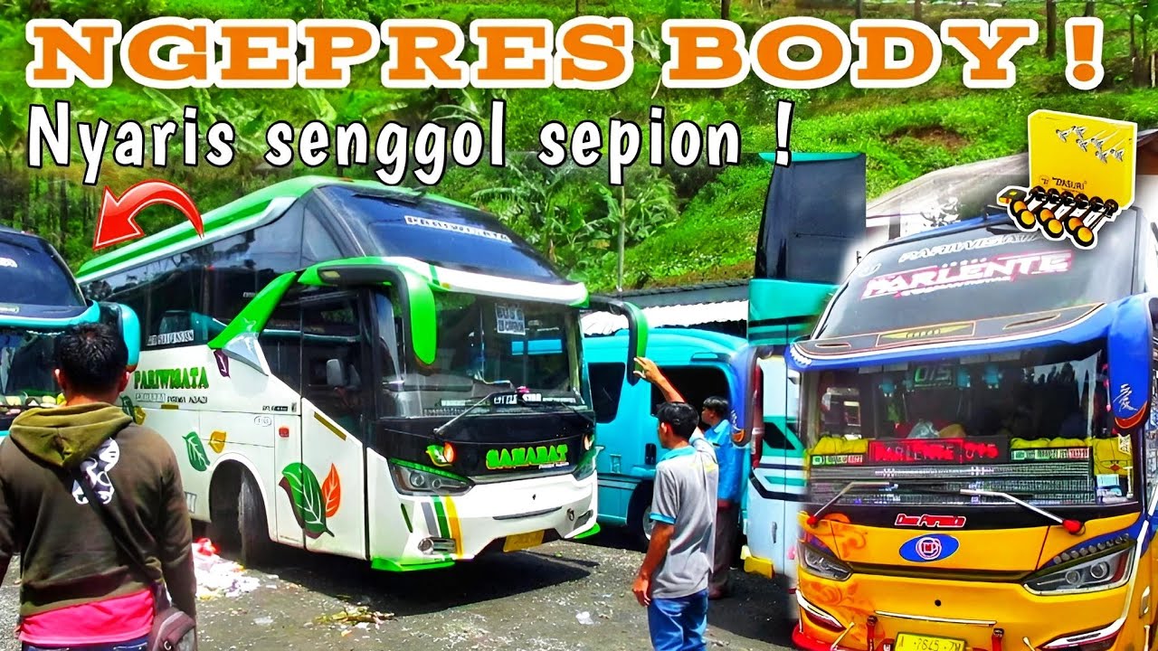 Haluan sempit !! Begini aksi driver bus keluar parkiran - bus ...