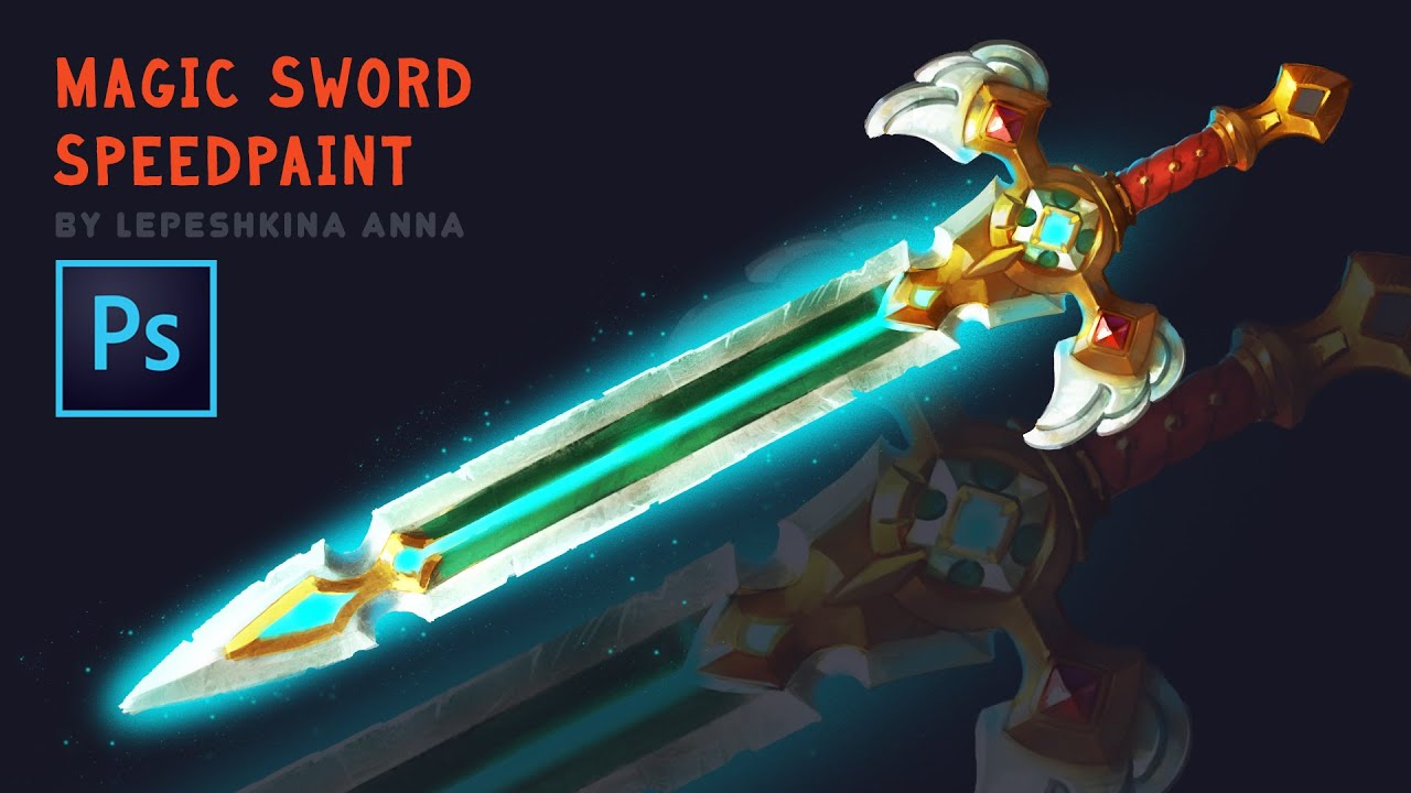 Game art - magic sword speedpaint in photoshop - YouTube