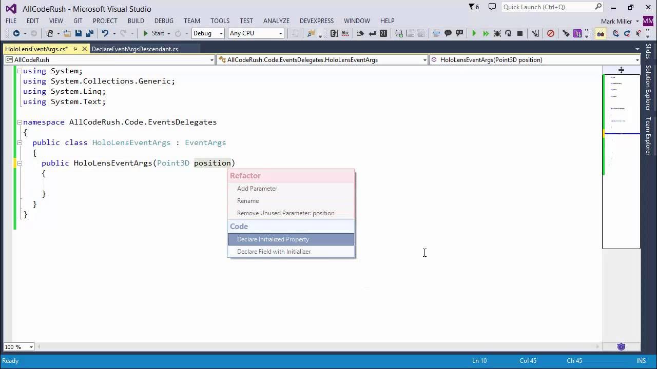 DevExpress CodeRush: Declare EventArgs Descendant - YouTube