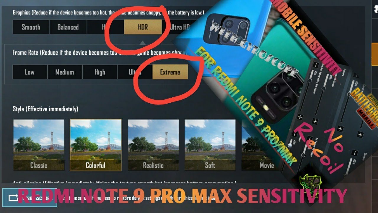 PUBG SENSITIVITY|| REDMI NOTE 9 PRO MAX || WITH EXTREME MODE || - YouTube