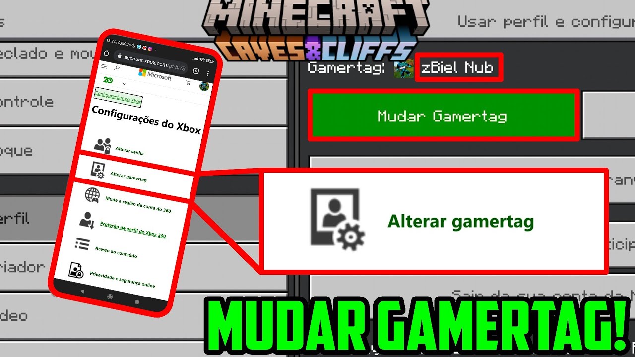 COMO MUDAR/ALTERAR SUA GAMERTAG DA XBOX LIVE NO MINECRAFT PE !! (FÁCIL ...