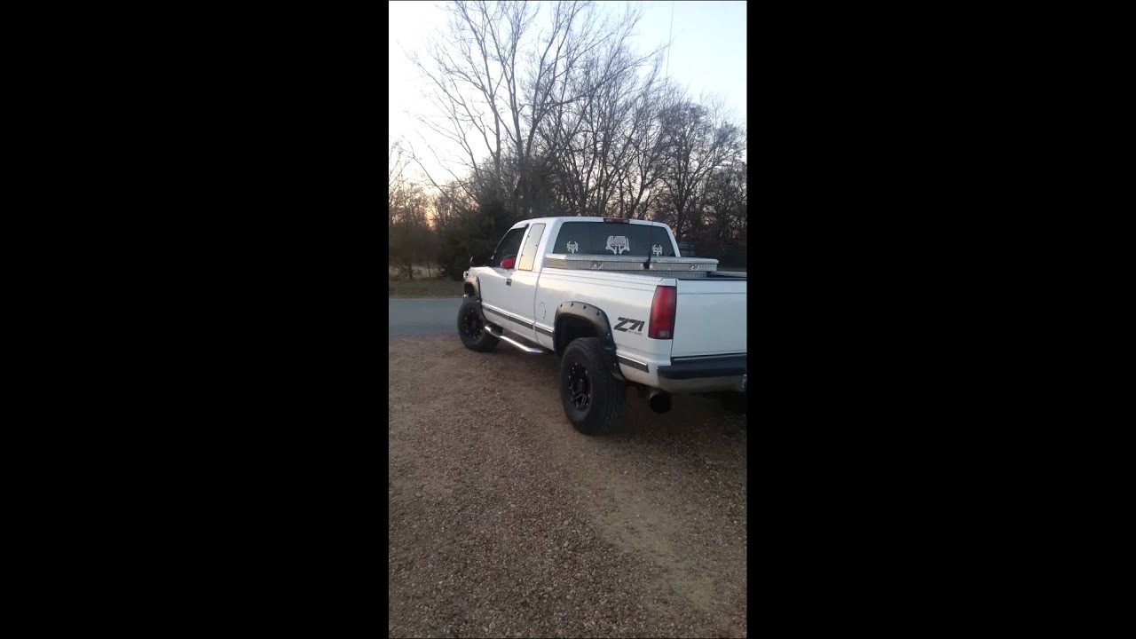 6 inch tips on a 98 Chevy With Straight Pipes - YouTube