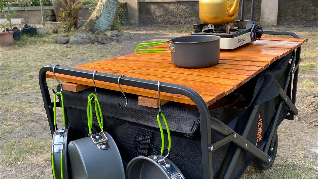 Roll table trolley jual meja troli camping - YouTube