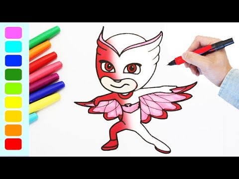 Pj Masks Coloring book Pages Owlette I Speed colouring videos for kids ...