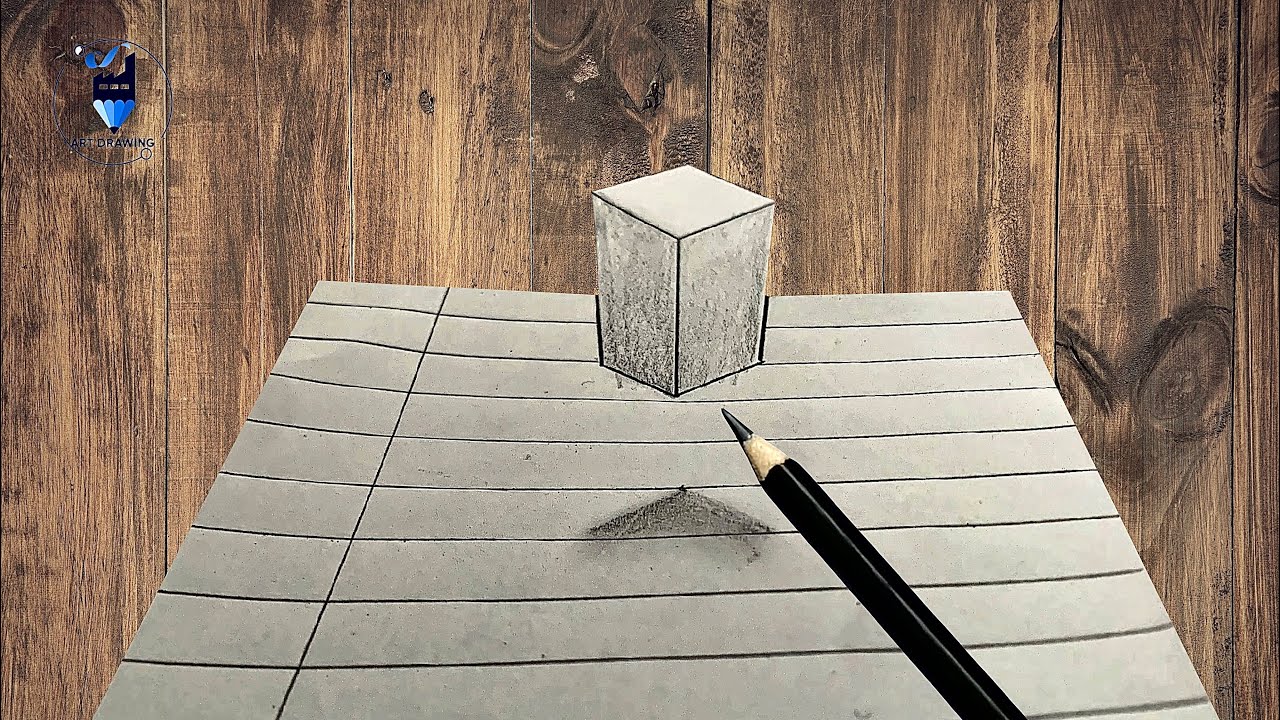 How to draw 3D floating cube 3D trick on paper - YouTube