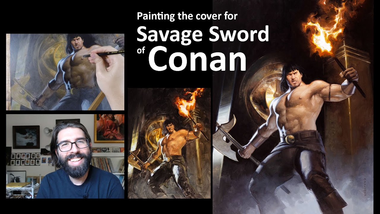 Painting a cover for Savage Sword of Conan in oils: time lapse and ...