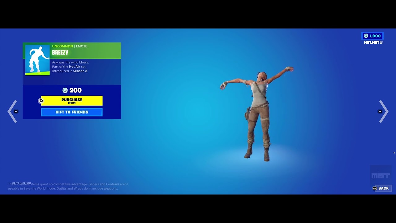 [SHOWCASE] FORTNITE SHOP ITEMS: UNCOMMON EMOTE BREEZY - YouTube